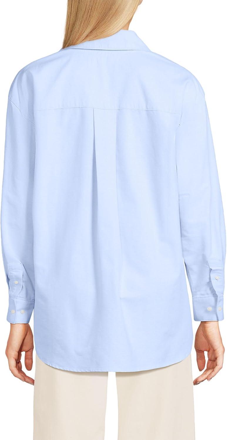 Lands’ End Women’s Oversized Oxford Button Front Shirt(Clear Blue Sky ...