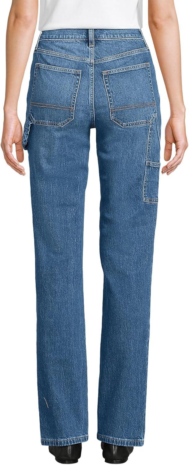 Lands’ End Women’s Soft Denim High Rise Rail Straight Leg Utility Jeans ...